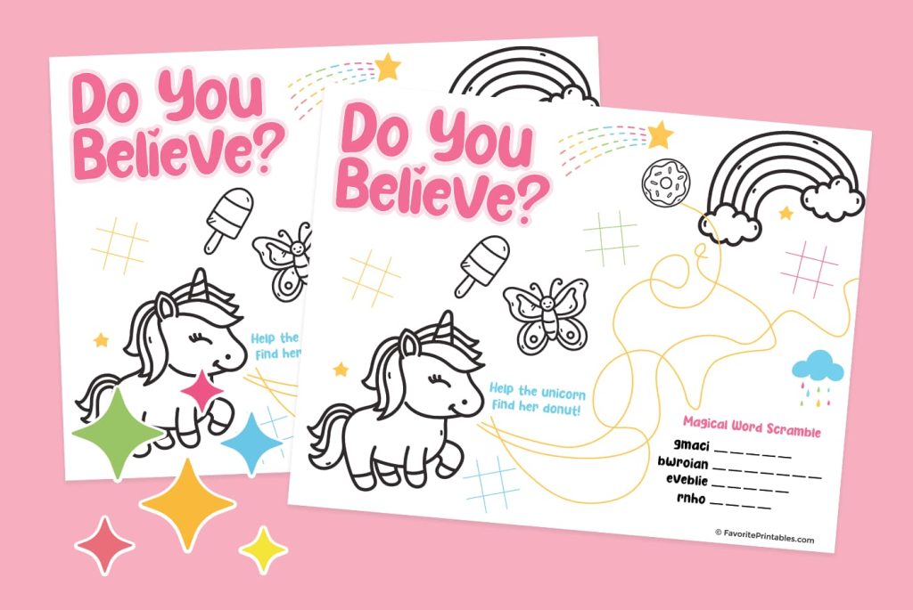 Free Printable Unicorn Activity Sheet - Favorite Printables