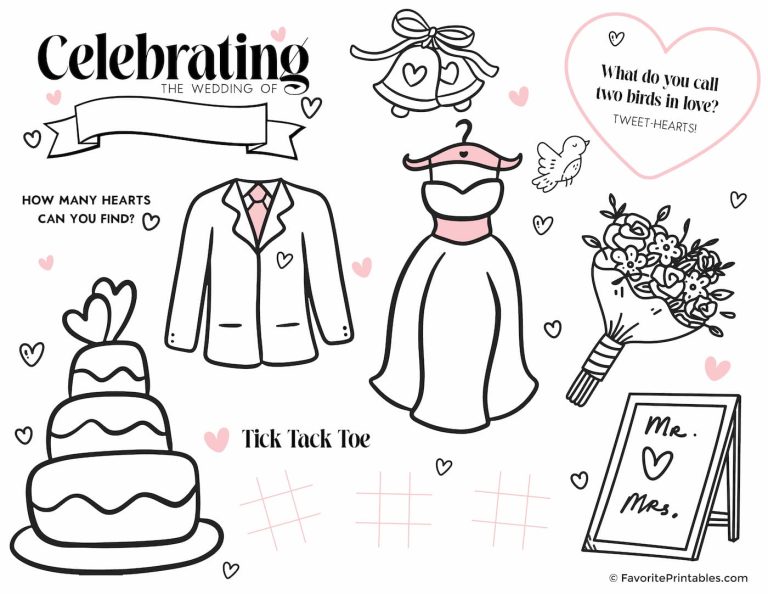 Free Printable Wedding Activity Sheet for kids - Favorite Printables