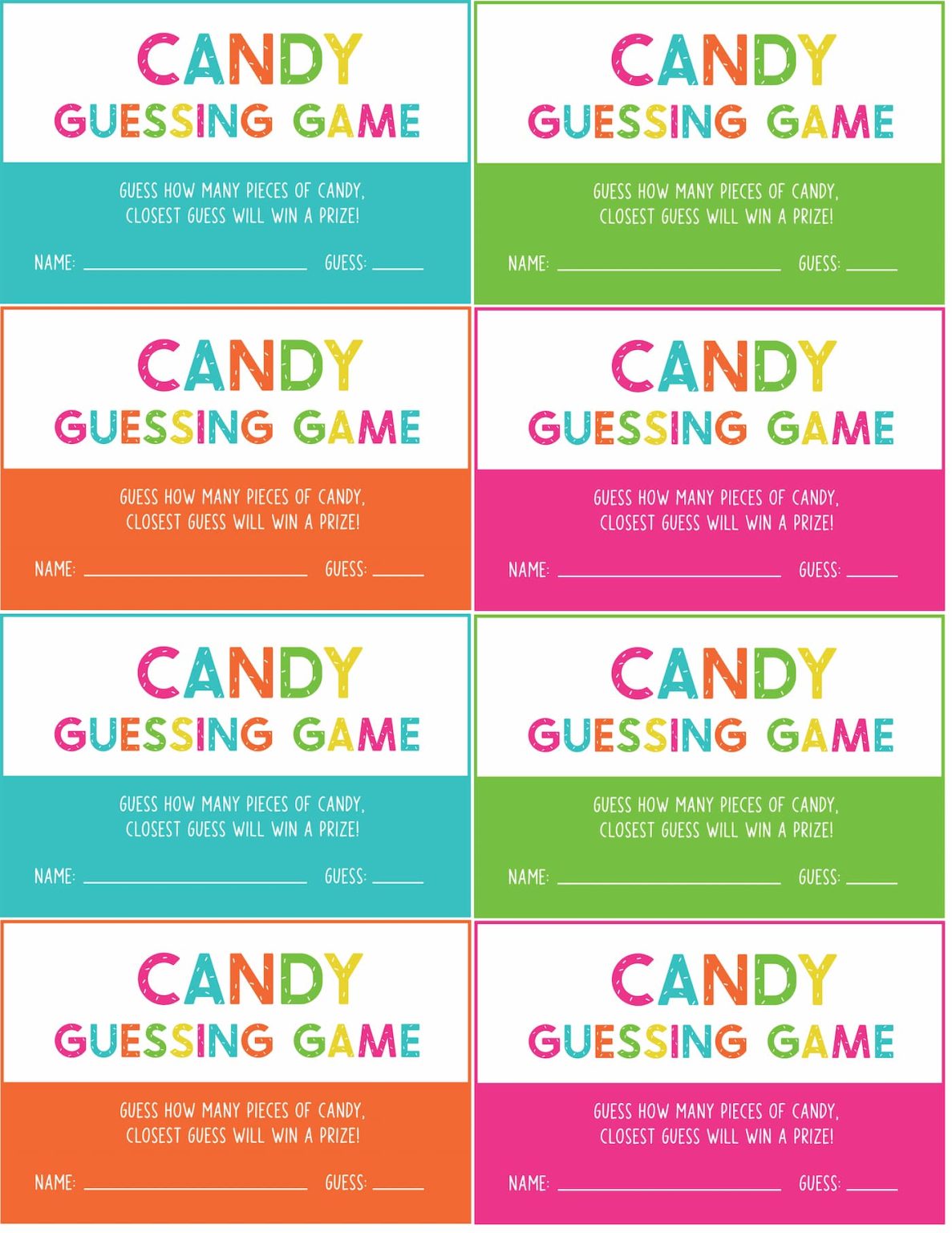 Free Printable Candy Guessing Game, perfect for the classroom ...