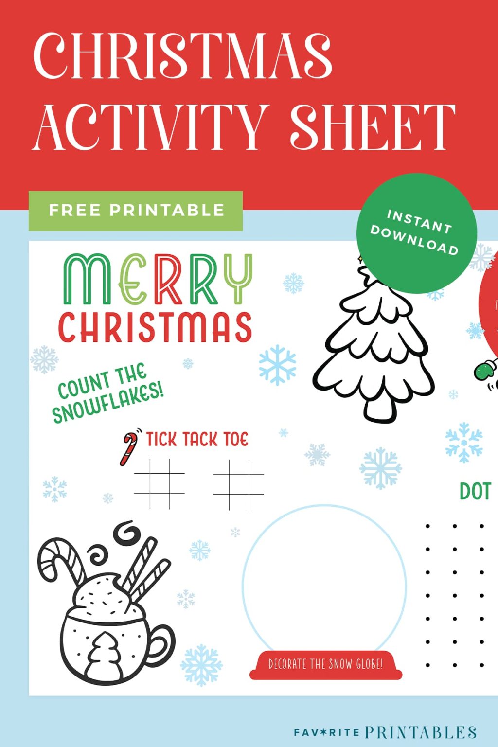 Christmas activity sheet, FREE printable for kids - Favorite Printables