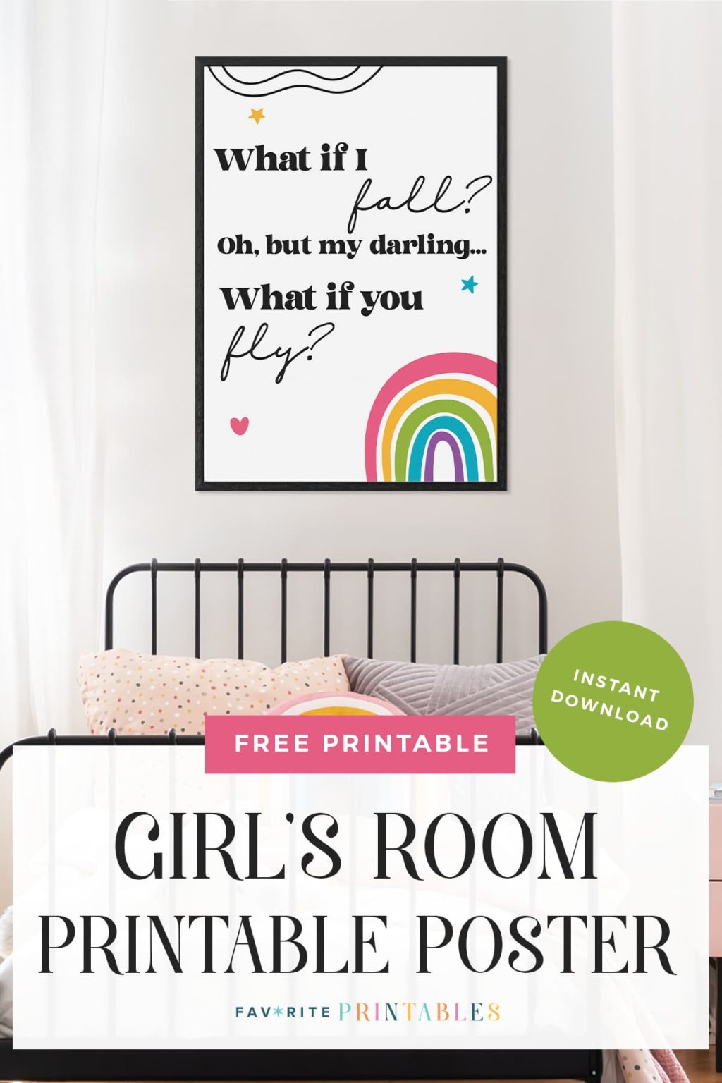 Free Printable "What If I fall" Quote Wall Decor - Favorite Printables