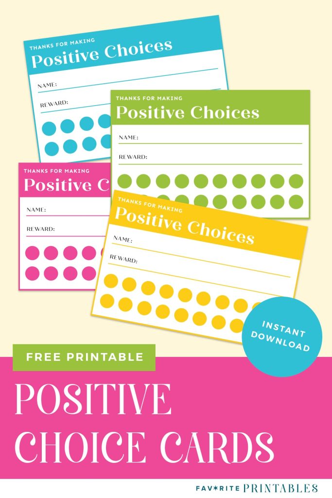 Free Printable Positive Choices Card Set for kids - Favorite Printables