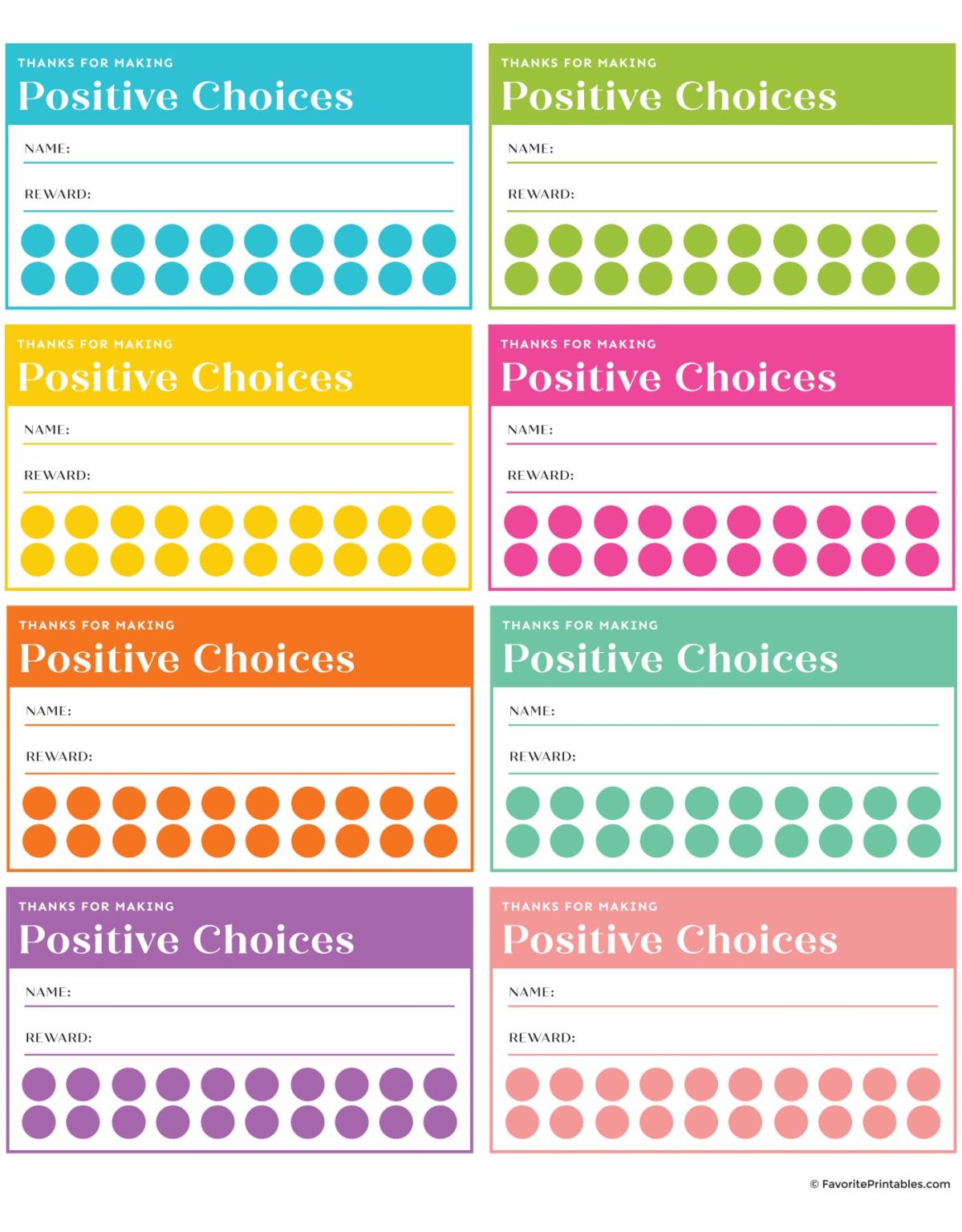 Free Printable Positive Choices Card Set for kids - Favorite Printables