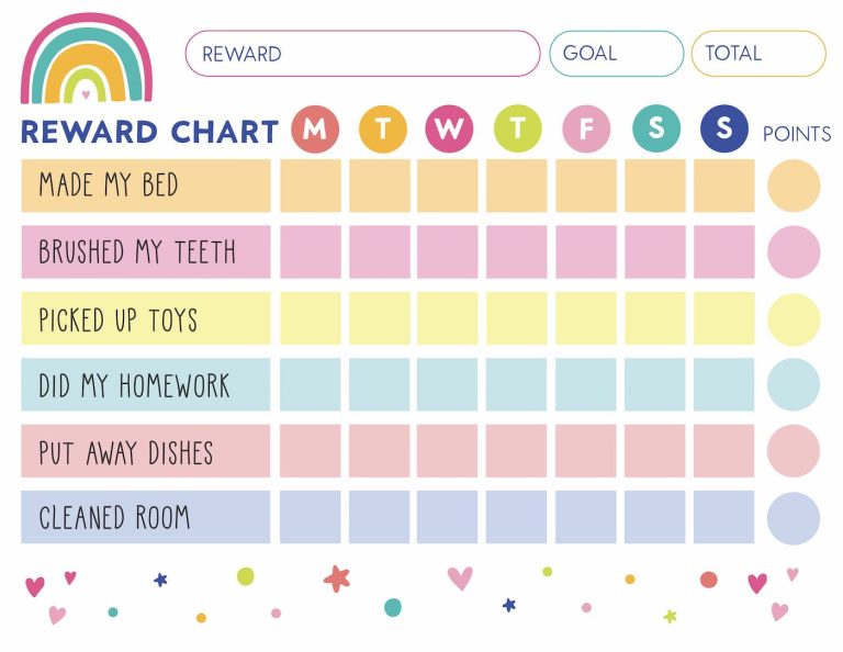 Free Printable Rainbow Reward Chart for Kids - Favorite Printables