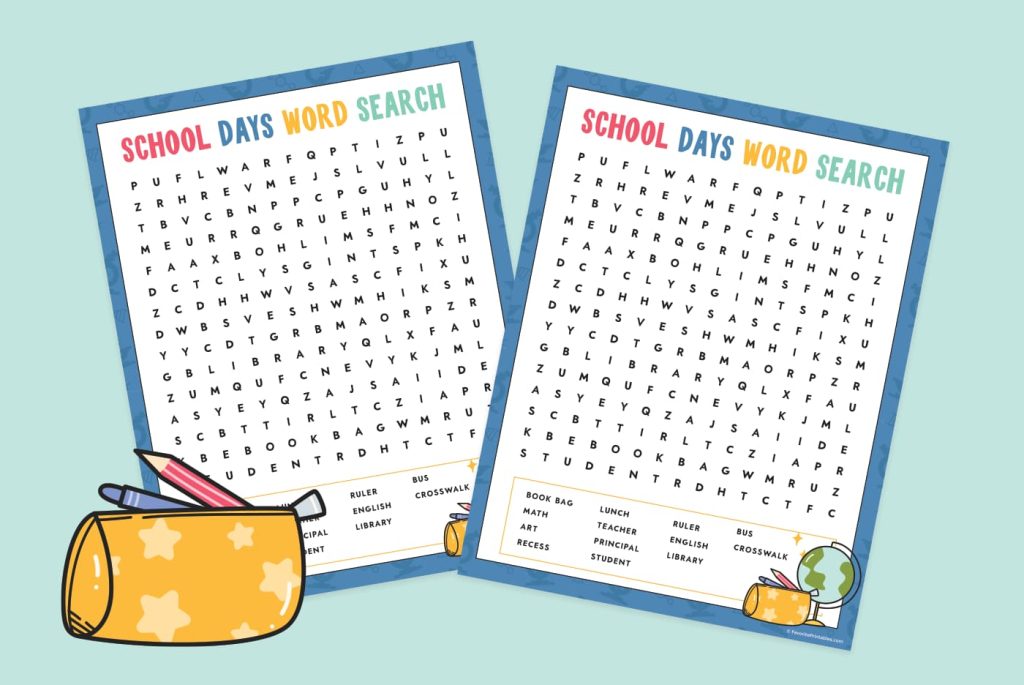 Free Printable Back to School Word Search - Favorite Printables
