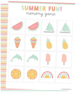 Free Printable Summer Themed Matching Game - Favorite Printables