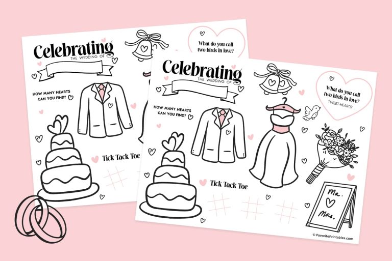 Free Printable Wedding Activity Sheet for kids - Favorite Printables