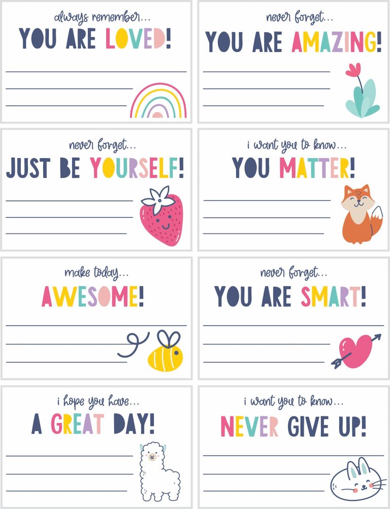 Free Printable Lunch box cards for kids - Favorite Printables