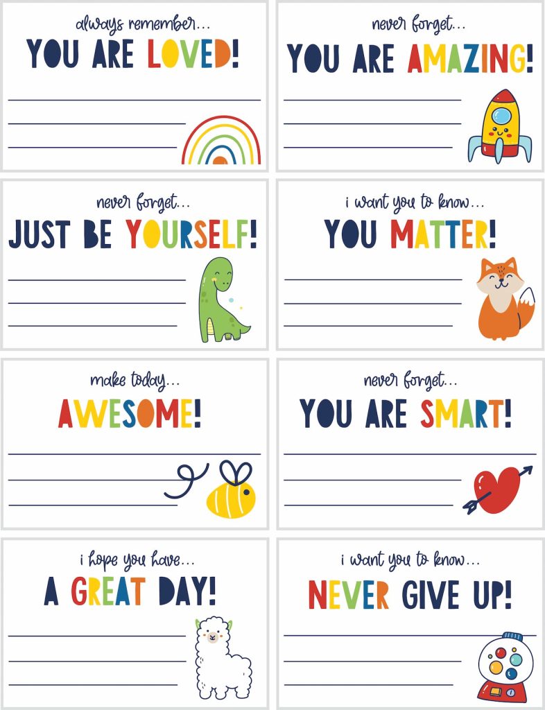 Free Printable Lunch box cards for kids - Favorite Printables