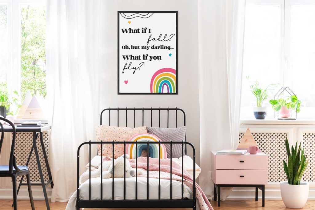 Free Printable "What If I fall" Quote Wall Decor - Favorite Printables