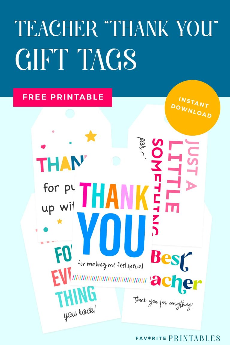 Free Printable Gift tags for teachers - Favorite Printables