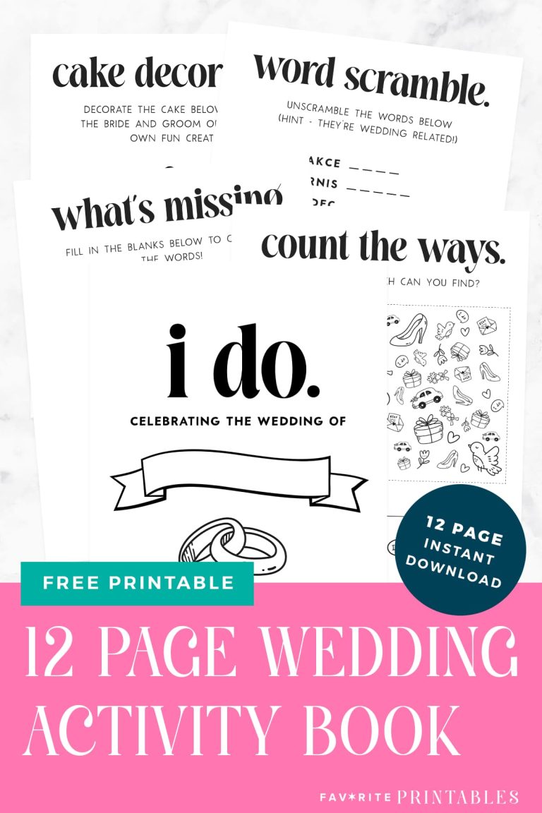 Free Printable Wedding Activity Book For Kids - Favorite Printables