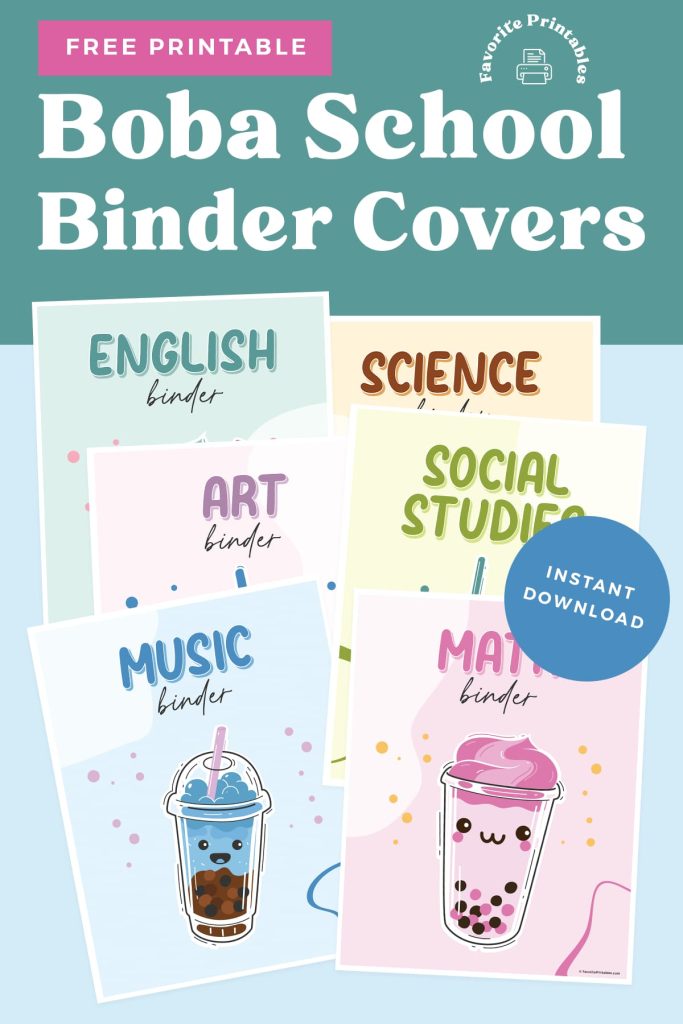 Free Printable Boba School Binder Covers - Favorite Printables