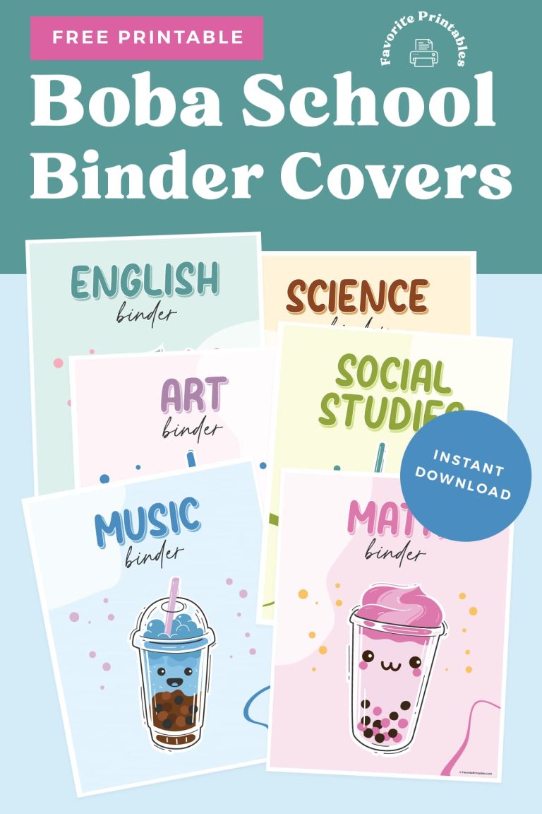 Free Printable Boba School Binder Covers - Favorite Printables