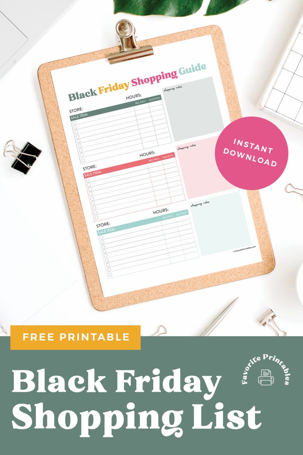 Black Friday Shopping list, FREE printable guide - Favorite Printables