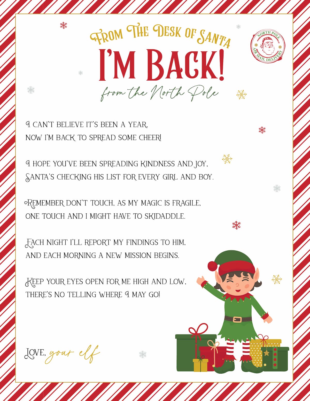 Free Printable Elf Letter Magic Awaits Printables For Everyone