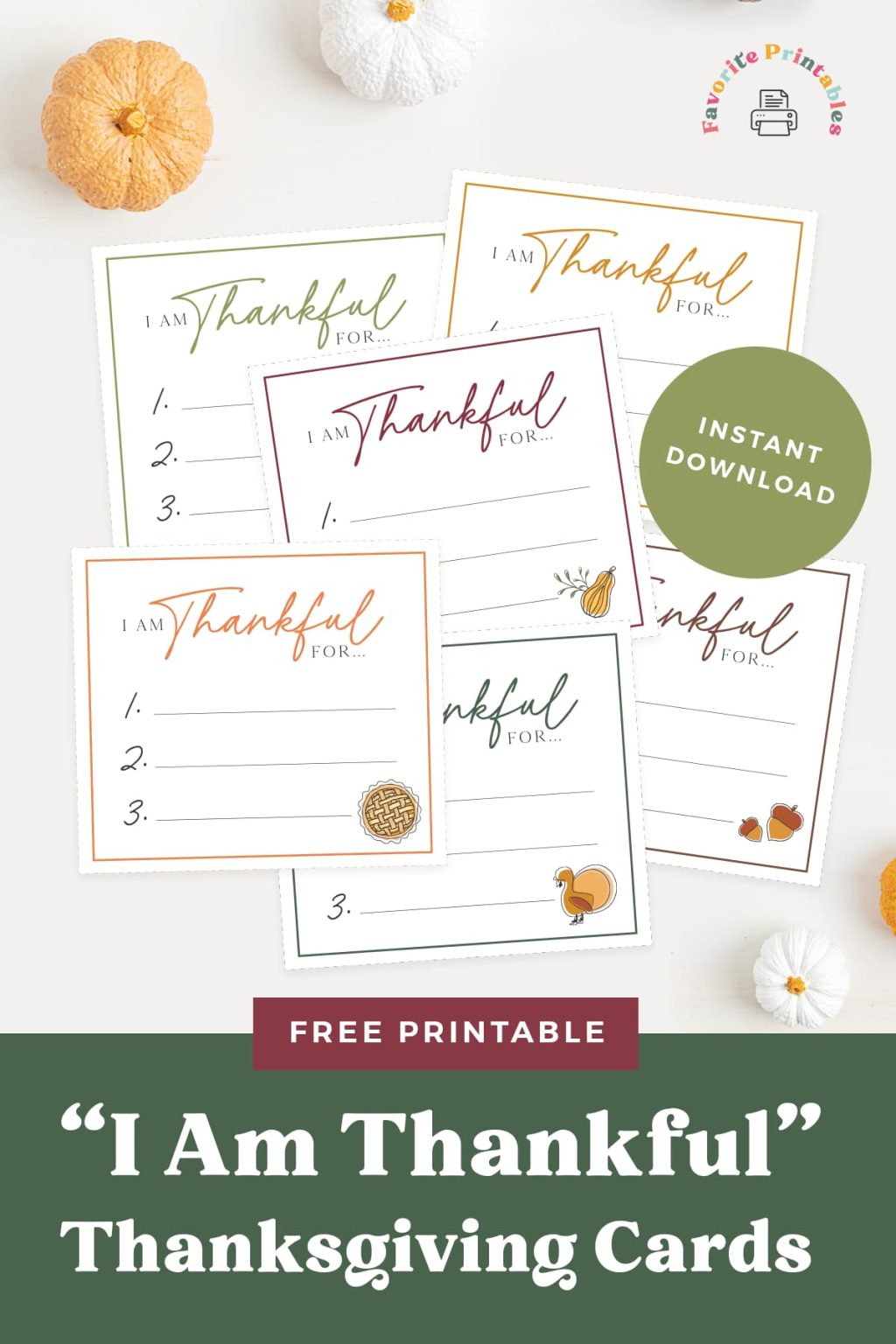 FREE Printable I Am Thankful For Cards! - Favorite Printables