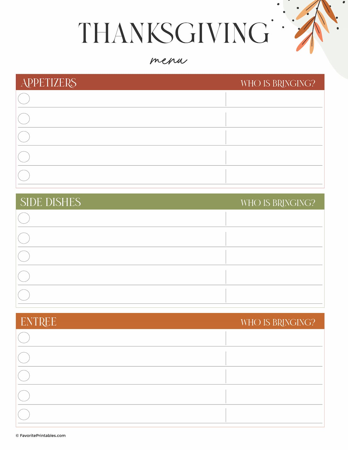 Thanksgiving meal planner - FREE Printable! - Favorite Printables