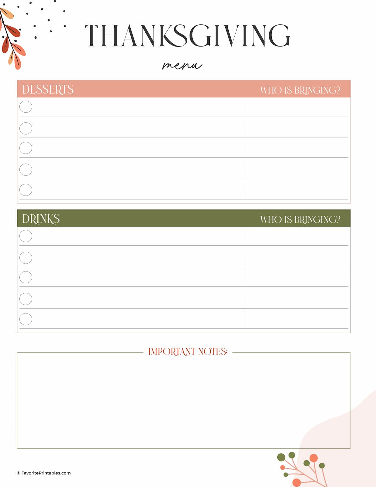 Thanksgiving meal planner - FREE Printable! - Favorite Printables