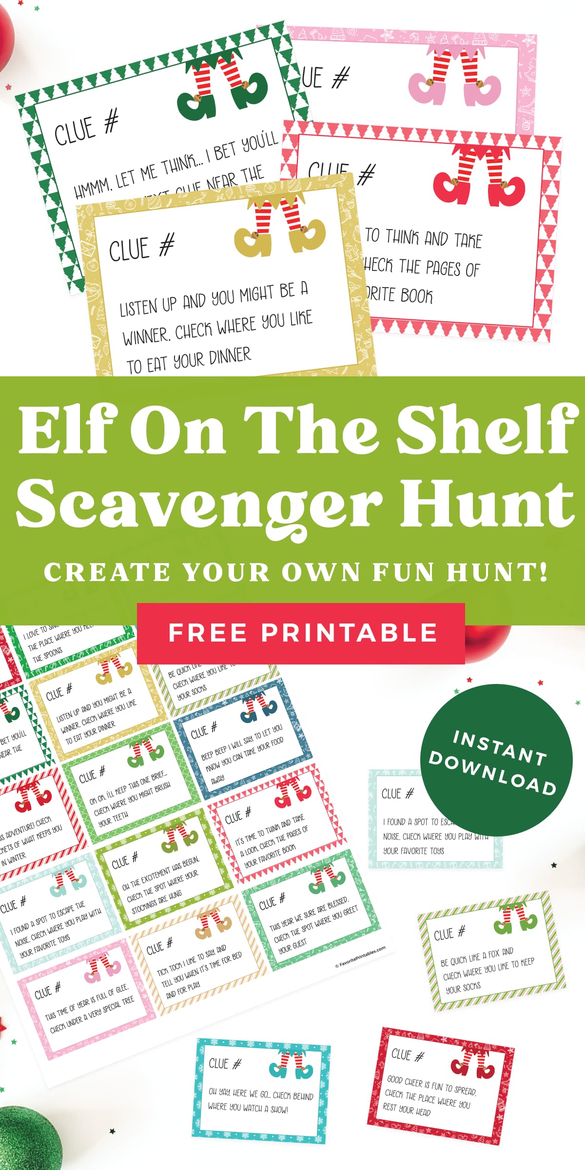 Elf On the Shelf scavenger hunt, FREE printable game! - Favorite Printables