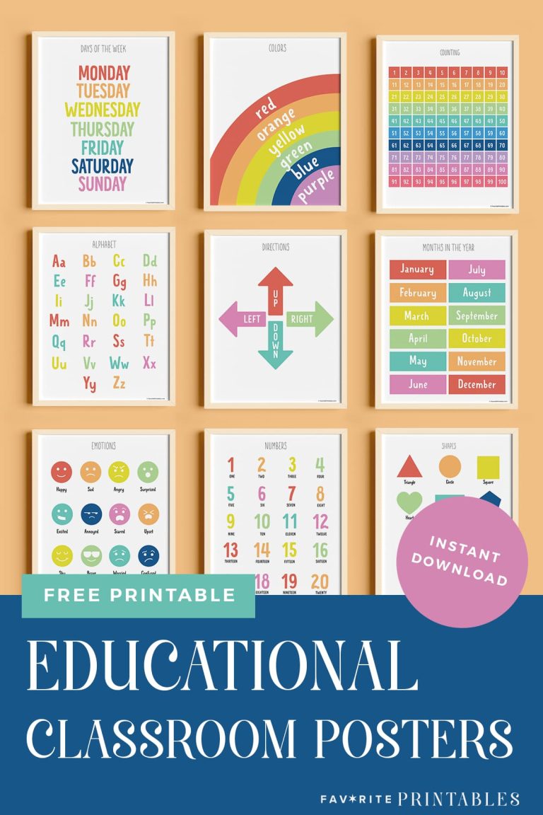 Free Printable Set of 10 Educational Posters - Favorite Printables