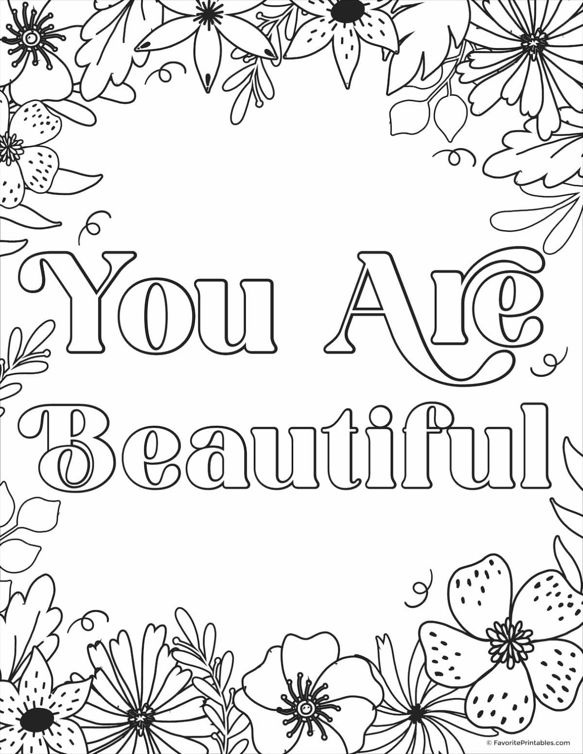 You Are Beautiful coloring page! - Favorite Printables