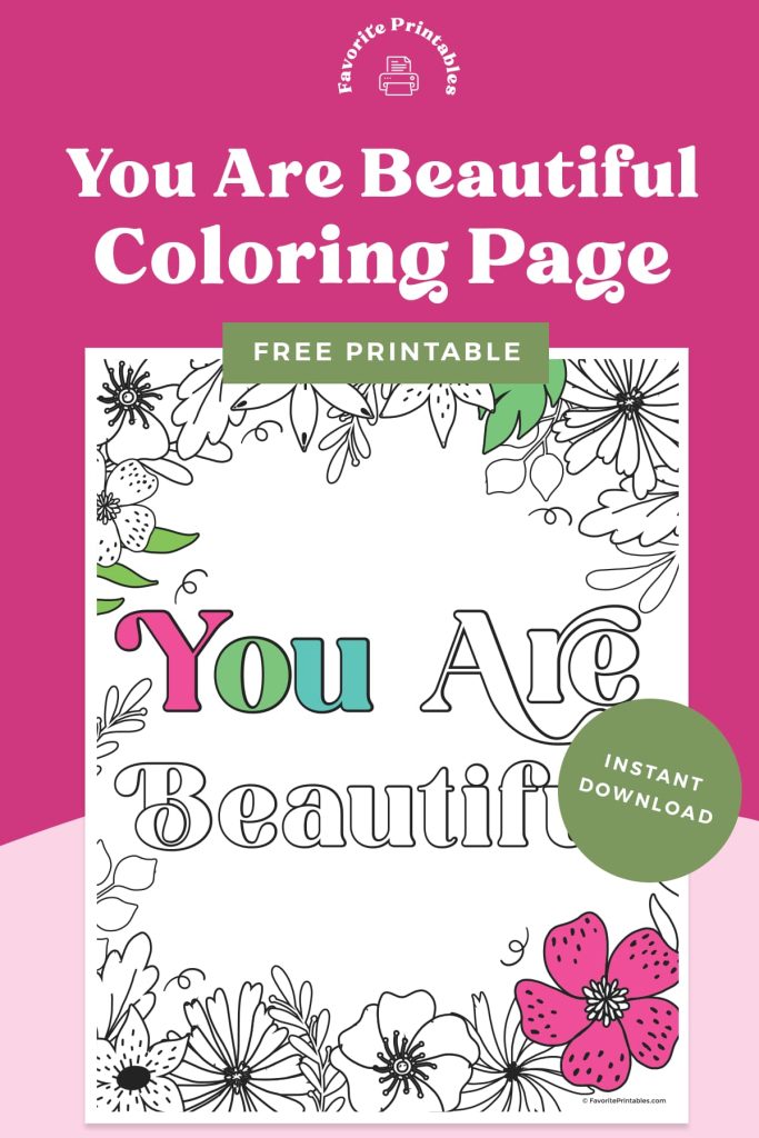 You Are Beautiful coloring page! - Favorite Printables