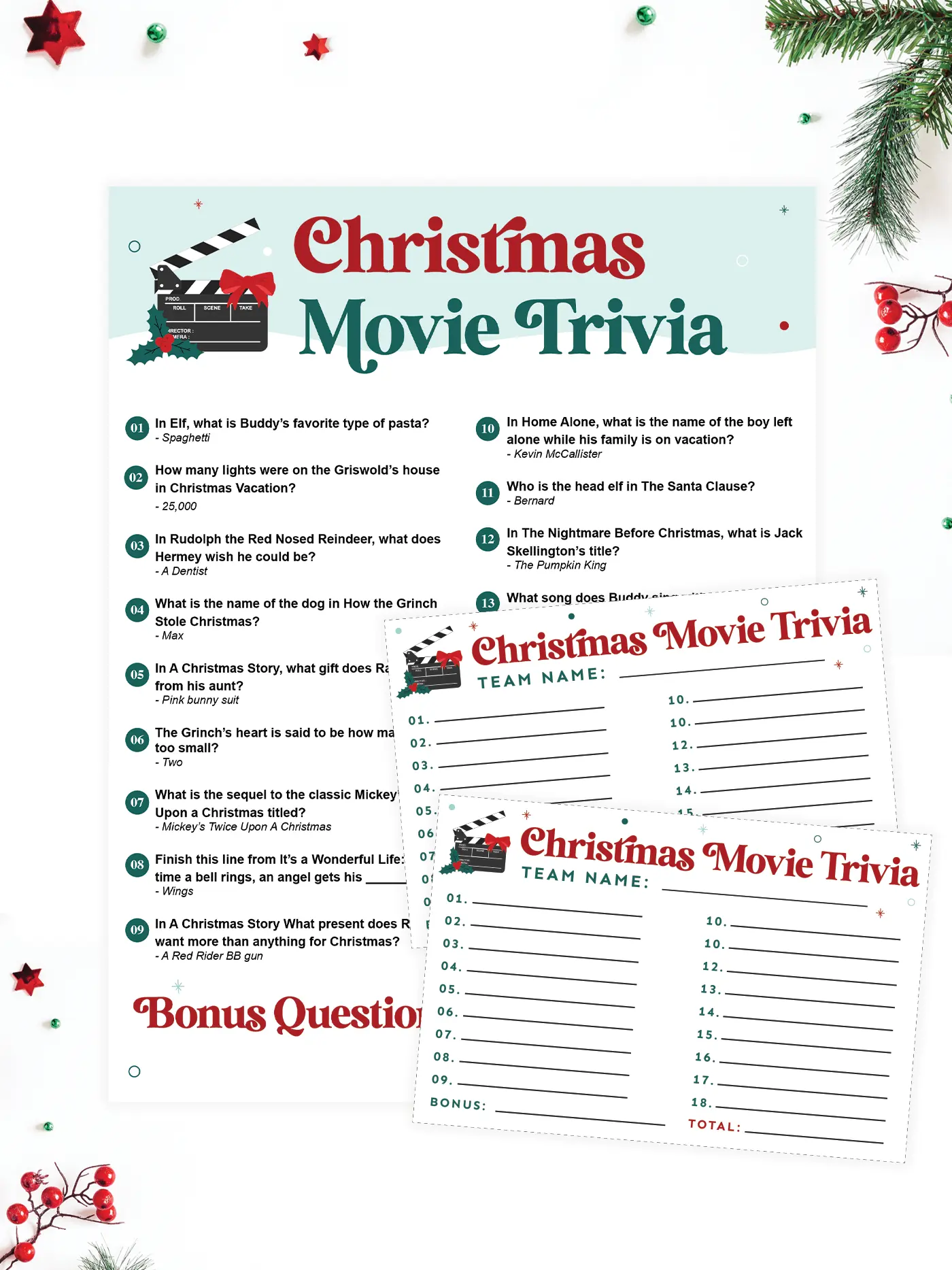 Free Printable Christmas Movie Trivia Questions and Answers Favorite Printables