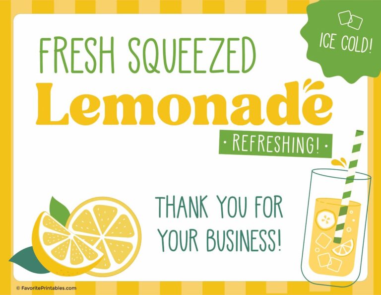 Free Printable Lemonade Stand Sign - Favorite Printables
