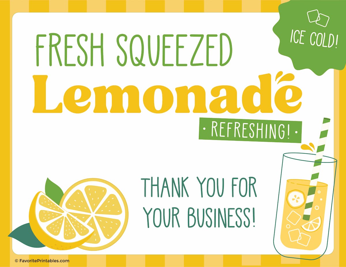 Free Printable Lemonade Stand Sign - Favorite Printables